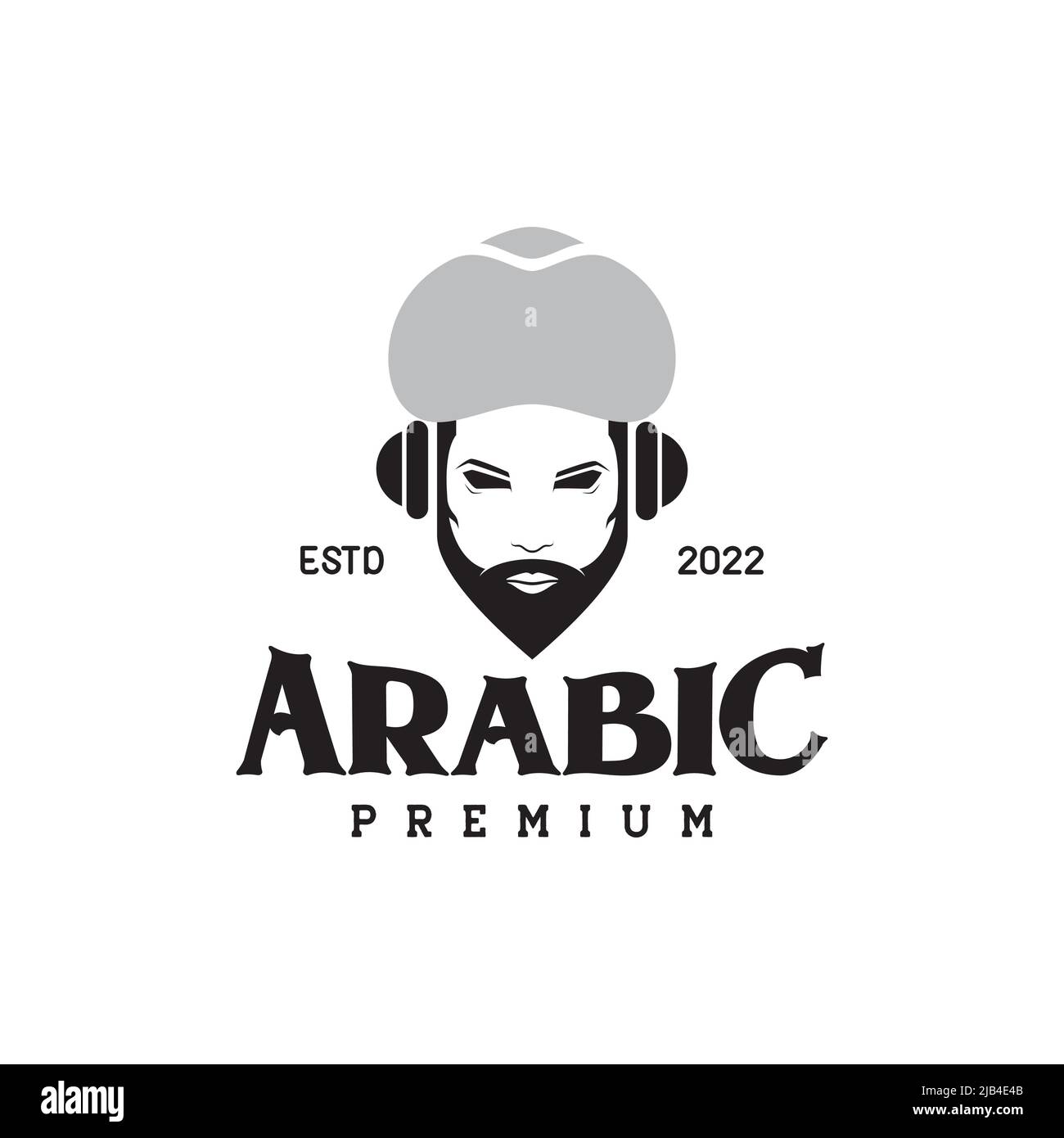 man arabic with headset music logo design vector graphic symbol icon ...