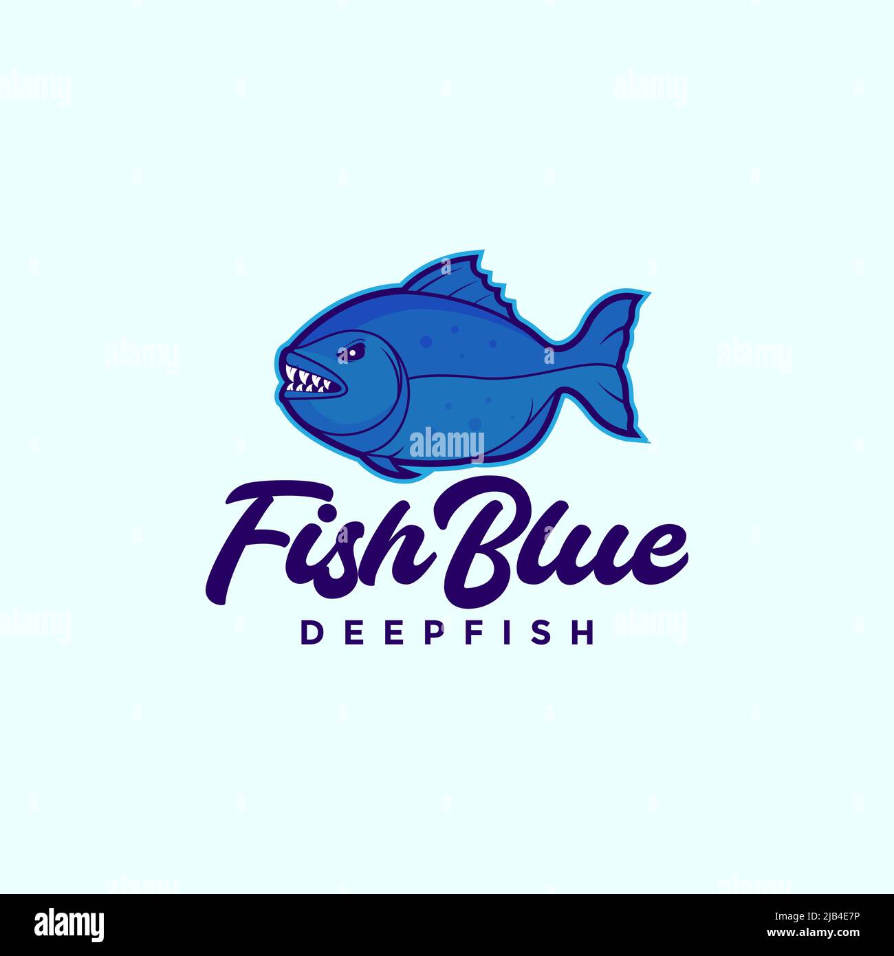 blue fish piranha with teeth logo design vector graphic symbol icon ...