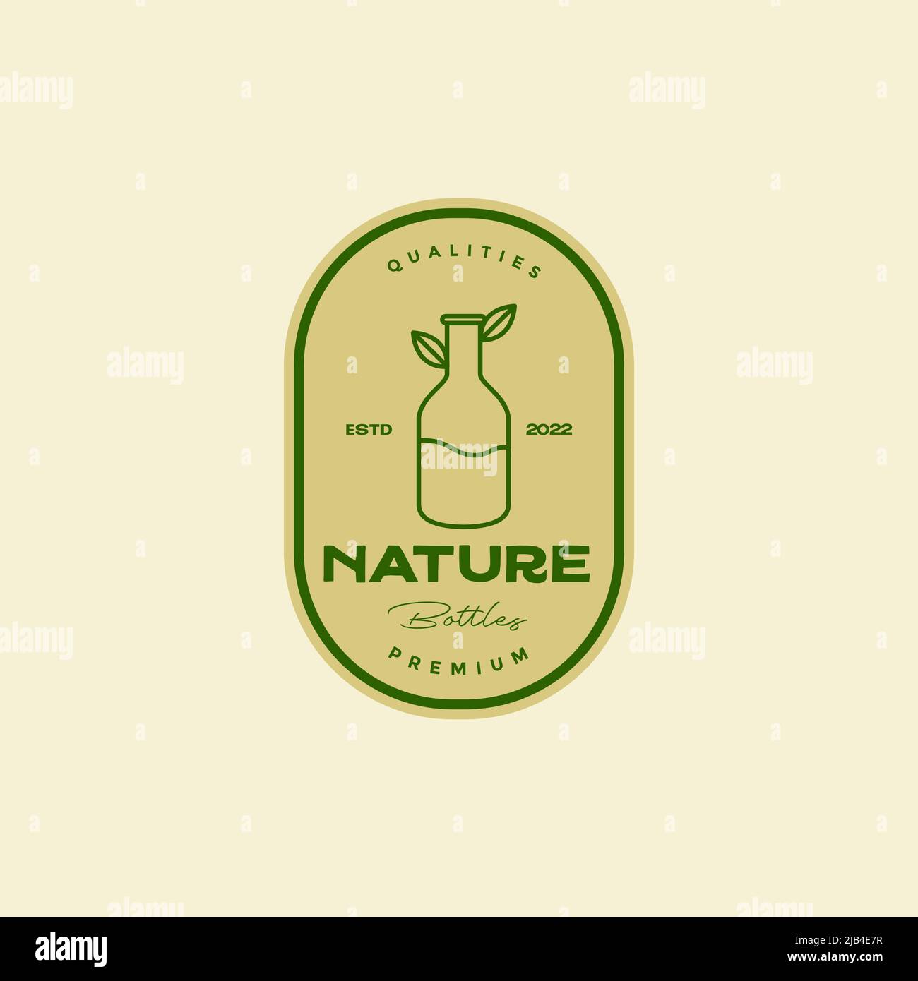 bottle with leaf nature simple badge logo design vector graphic symbol ...