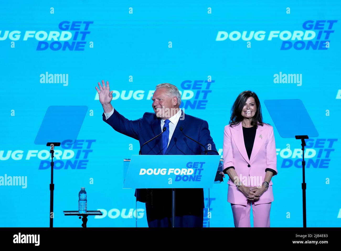 Ontario PC Party Leader Doug Ford and wife Karla look on after being re ...