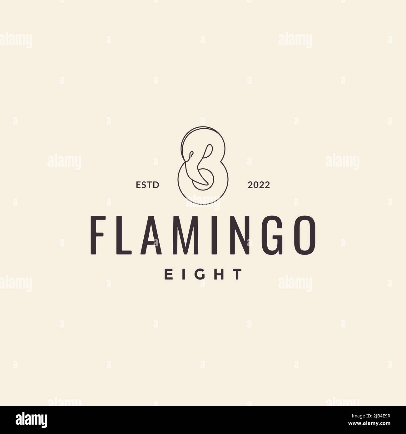 number eight with flamingo logo design vector graphic symbol icon ...