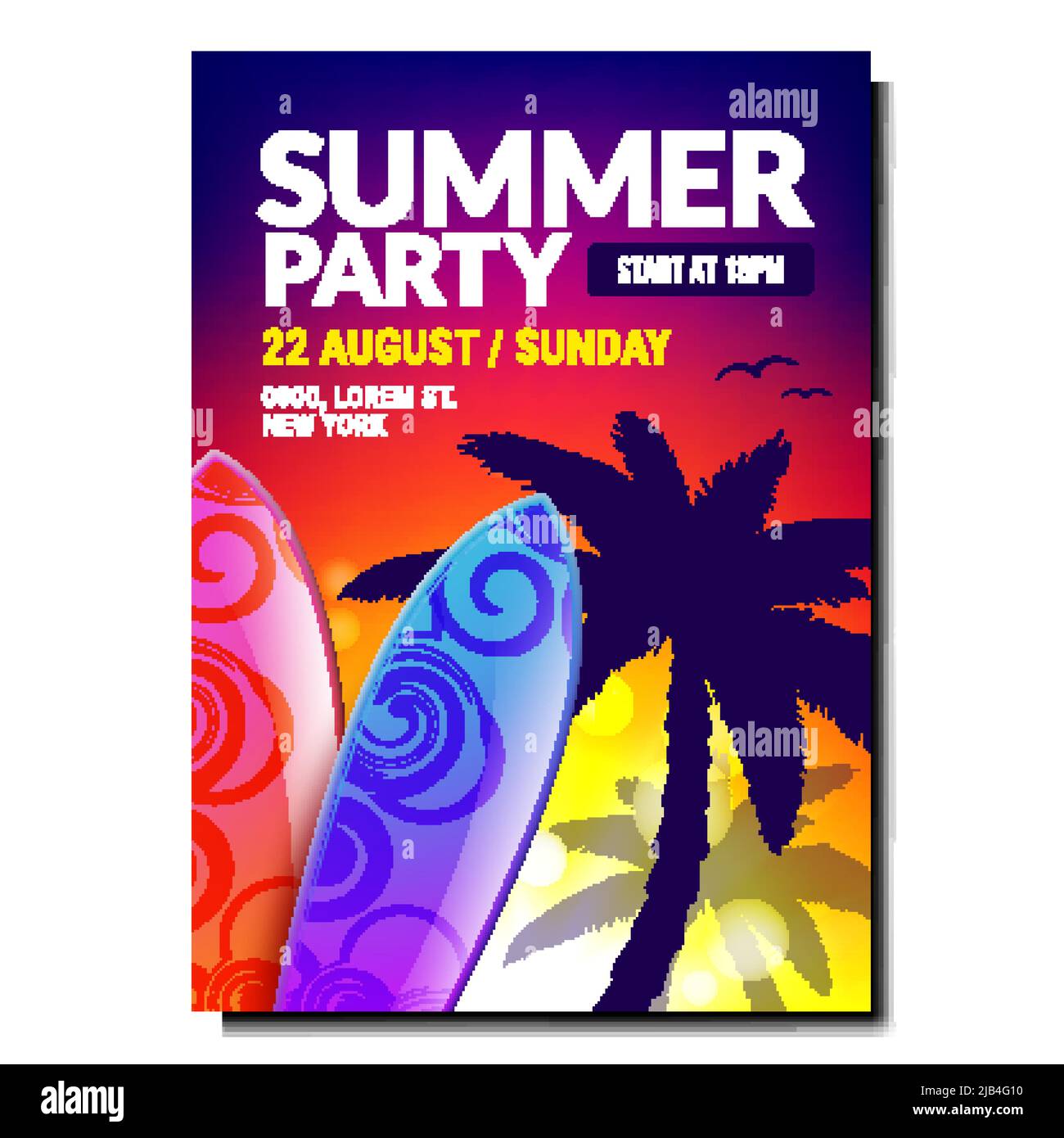 Tropical Summer Party Creative Promo Banner Vector Stock Vector Image ...