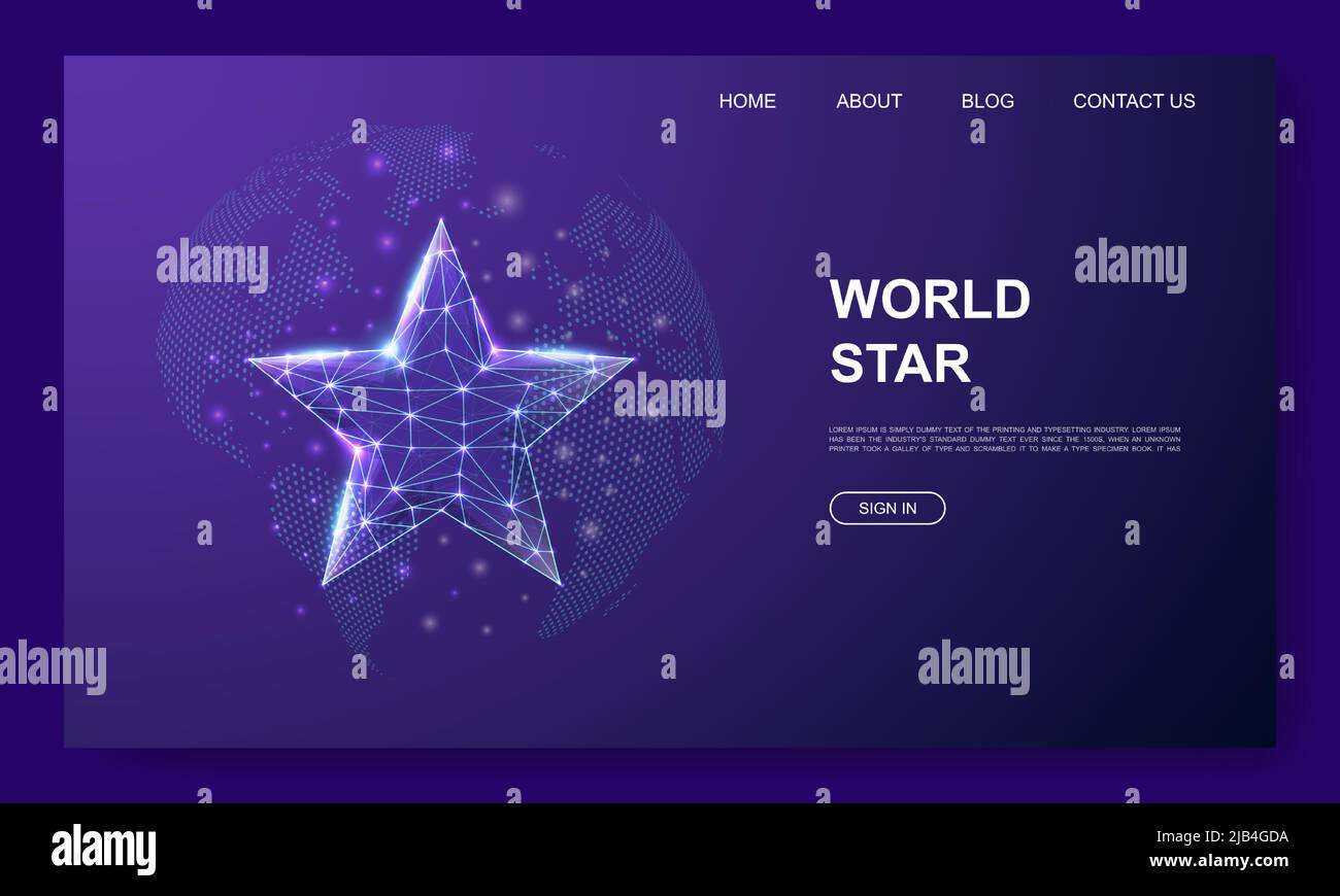 Star 3d low poly website template. Rating design illustration concept ...
