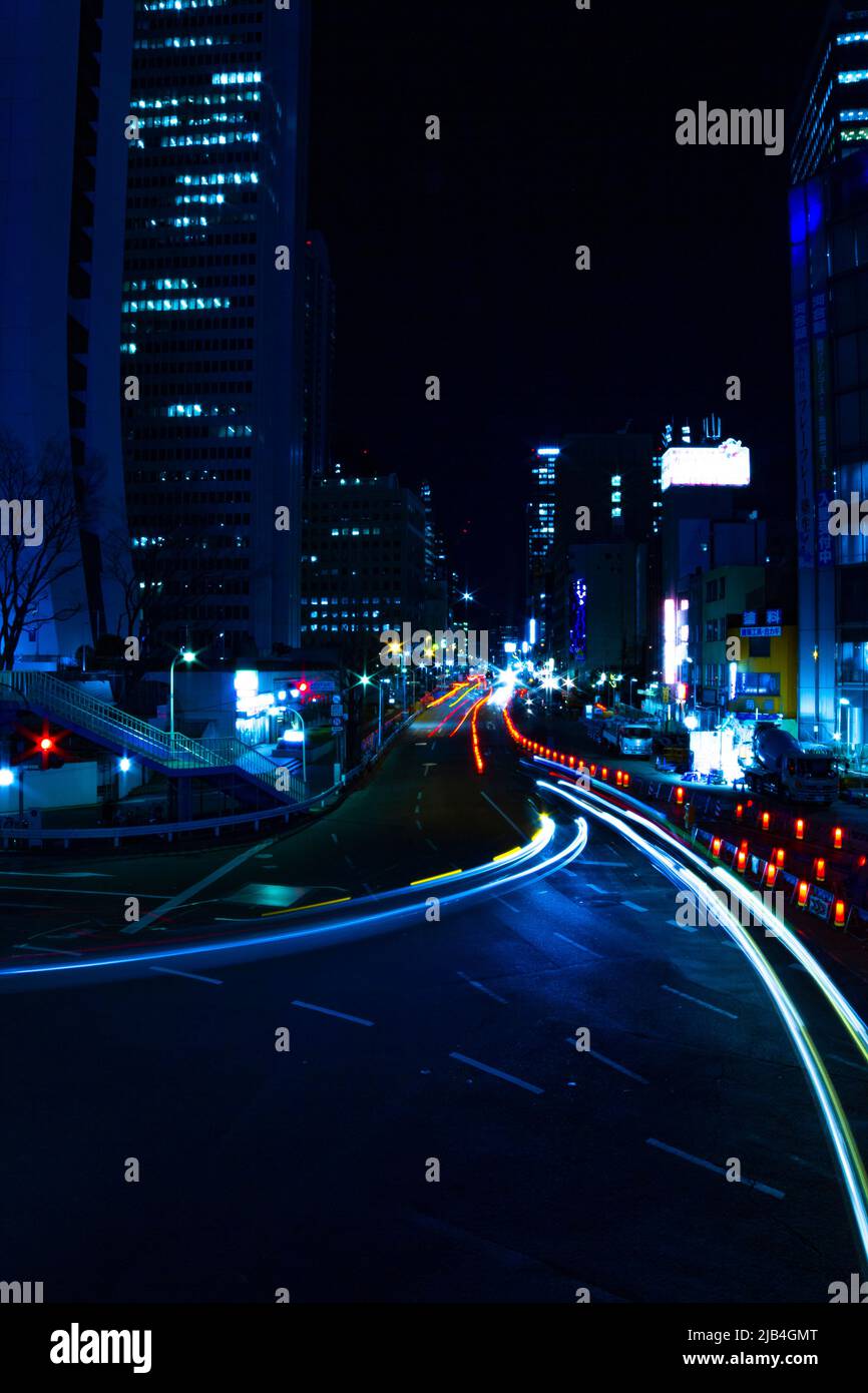 Night time lapse urban street at the business town in Tokyo Stock Photo ...