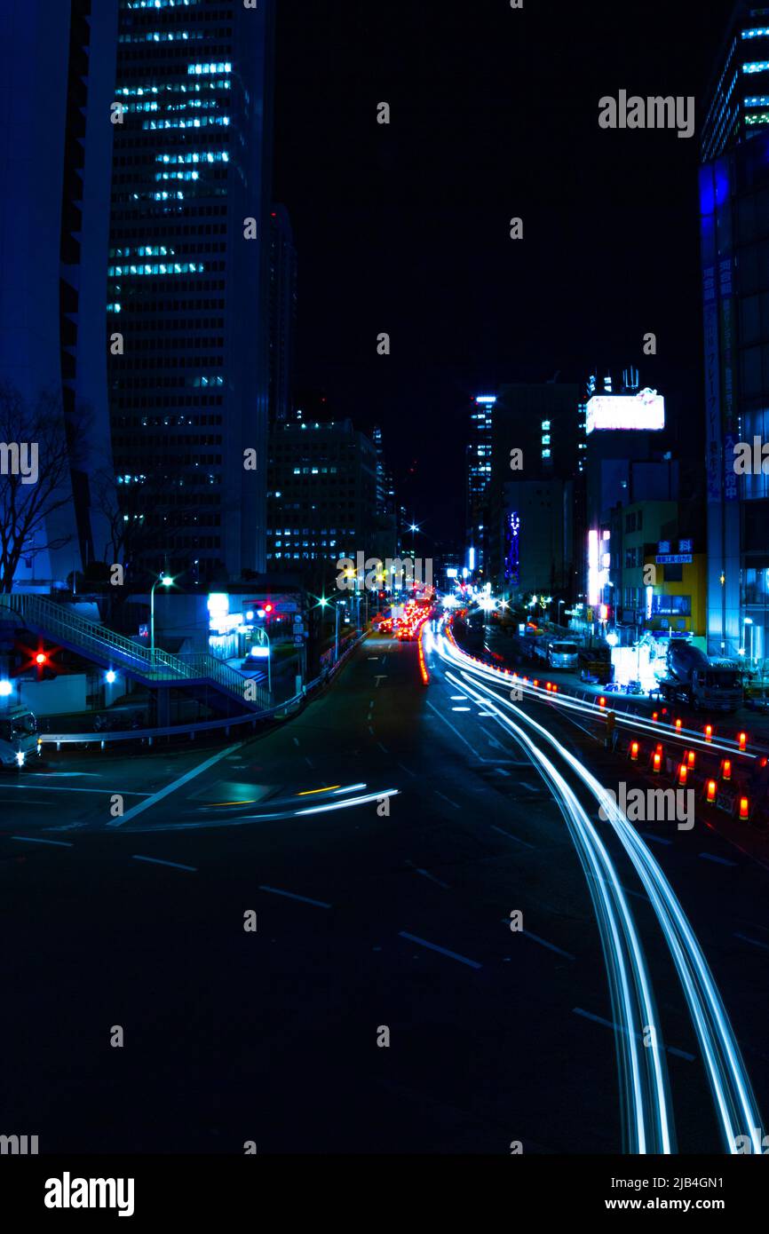 Night time lapse urban street at the business town in Tokyo Stock Photo ...
