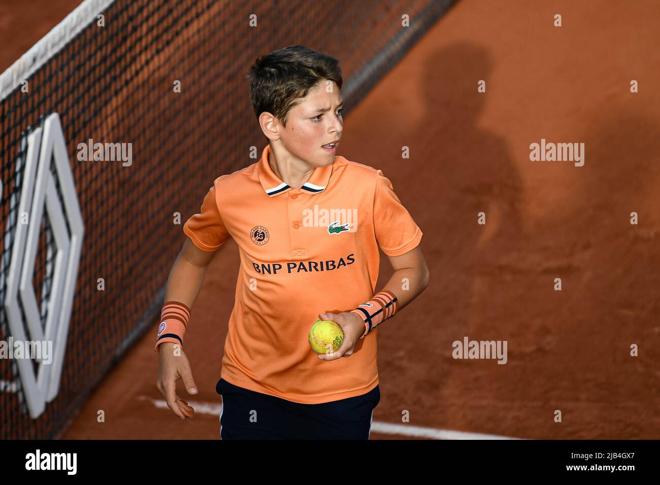 Illustration picture shows a ball kid (boy) during the French Open ...