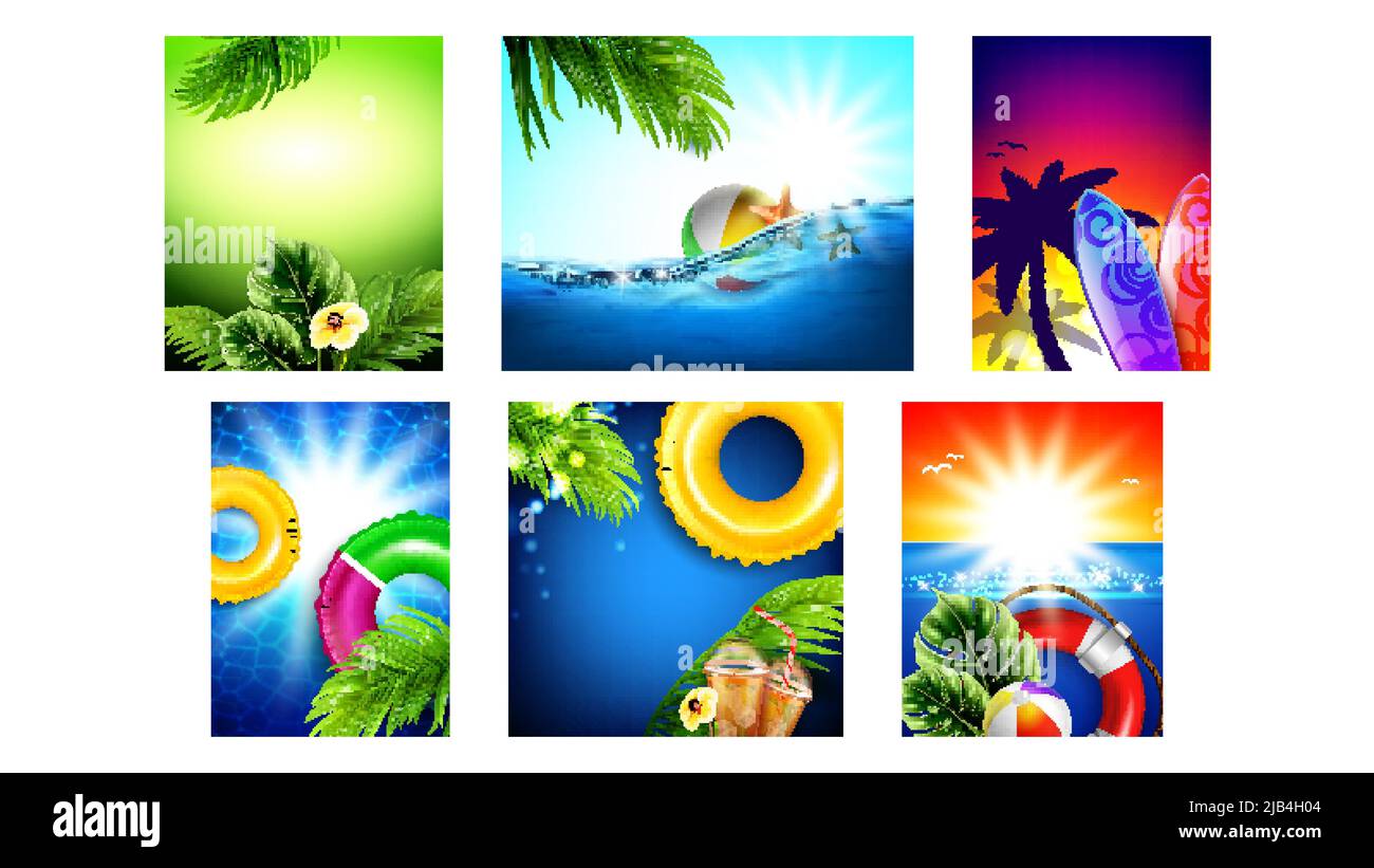 Summer Party Creative Promo Posters Set Vector Stock Vector Image & Art ...