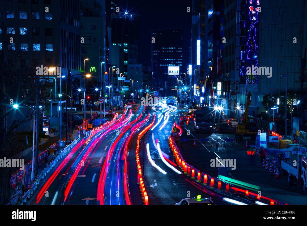 Night time lapse urban street at the business town in Tokyo Stock Photo ...