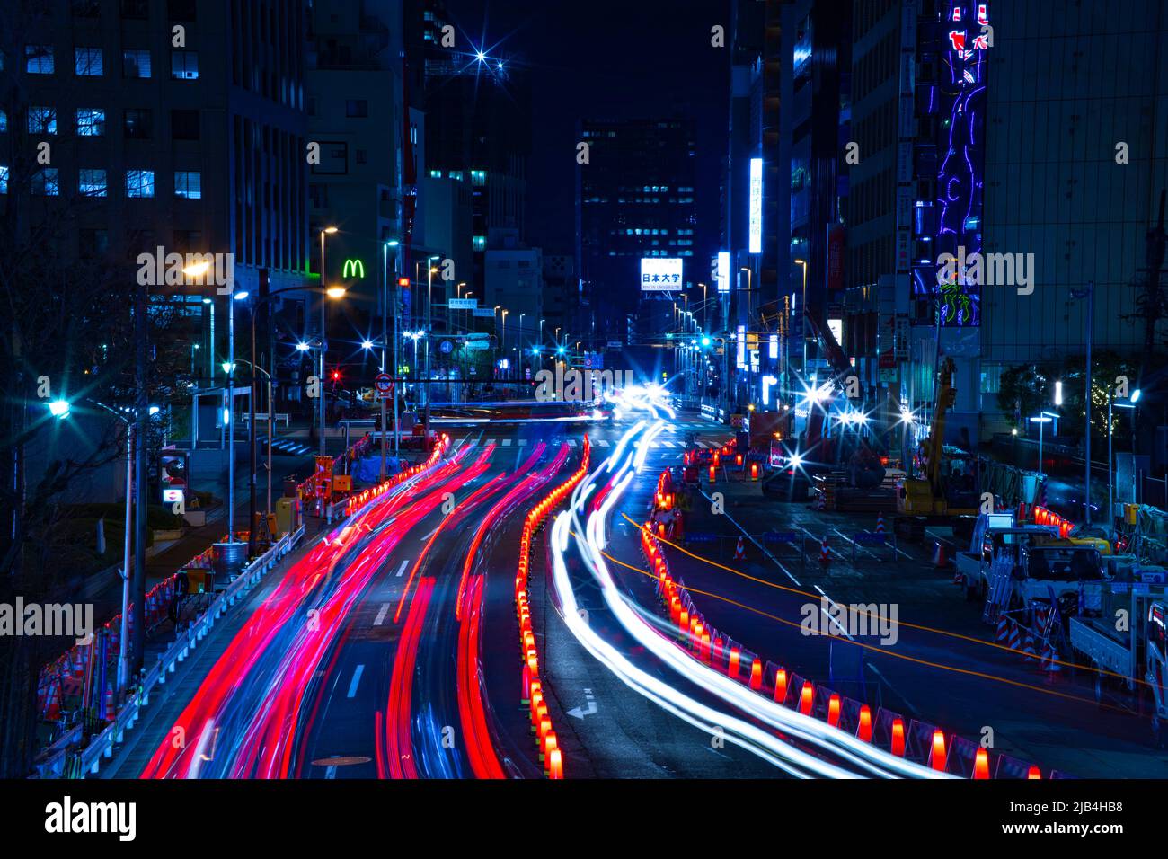 Night time lapse urban street at the business town in Tokyo Stock Photo ...