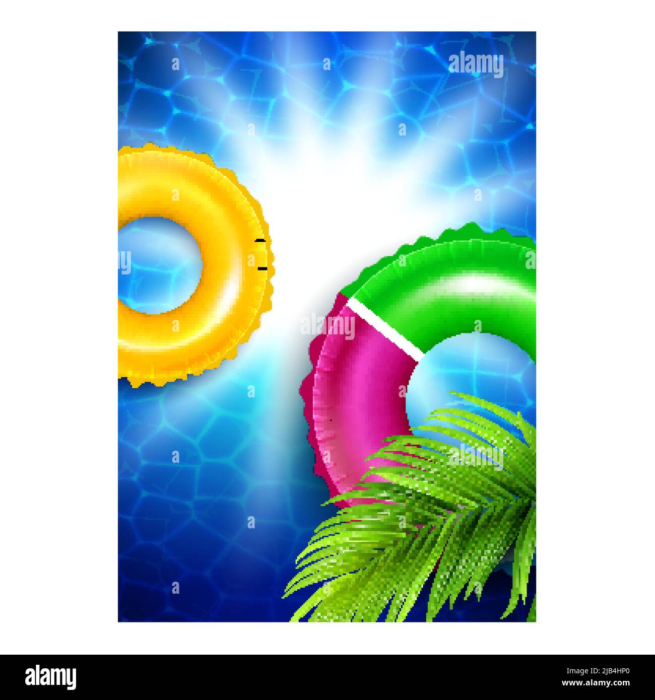 Summer Party At Swimming Pool Promo Banner Vector Stock Vector Image ...