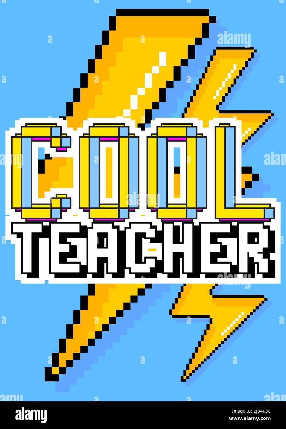 Cool Teacher. Pixelated word with geometric graphic background. Vector ...