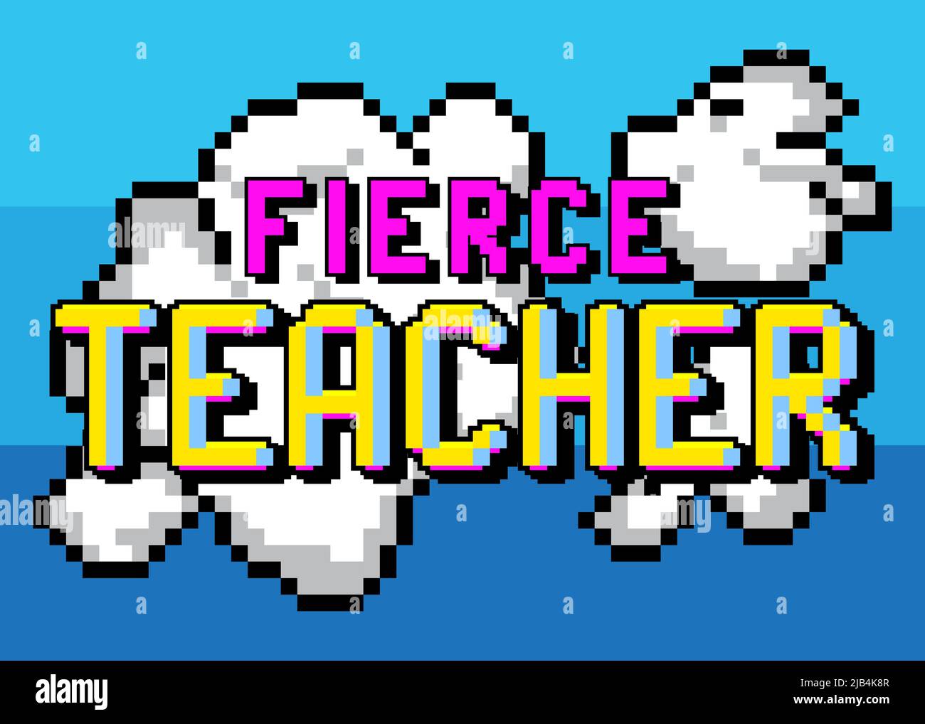 Fierce Teacher. Pixelated word with geometric graphic background ...
