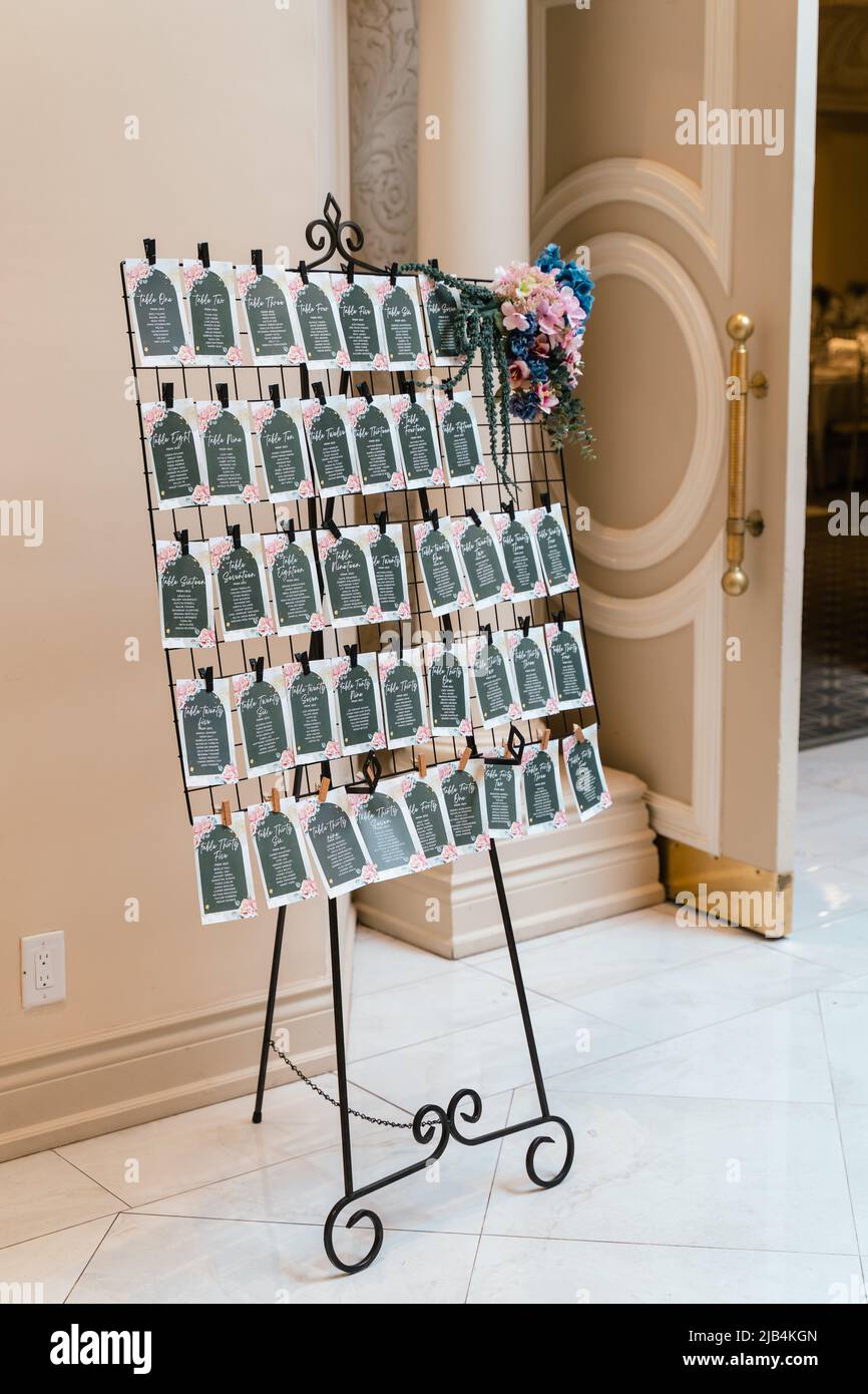 wedding seating plan inside a banquet hall Stock Photo - Alamy