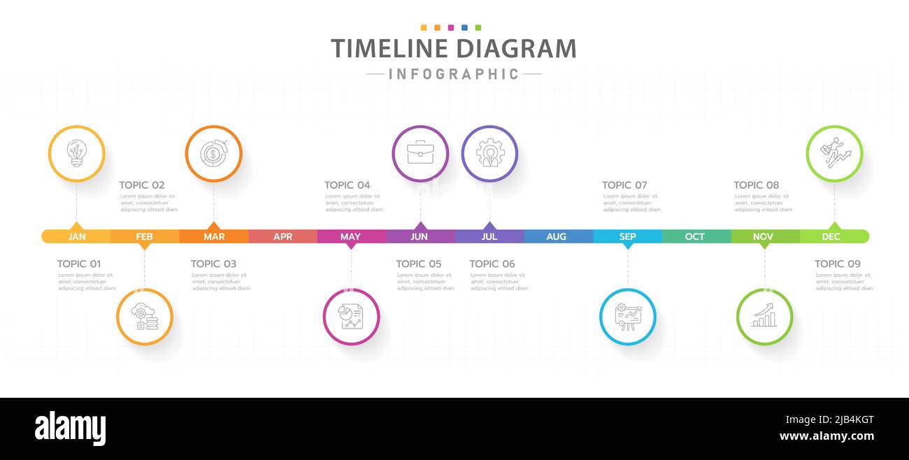 Infographic template for business. 12 Months modern Timeline diagram ...