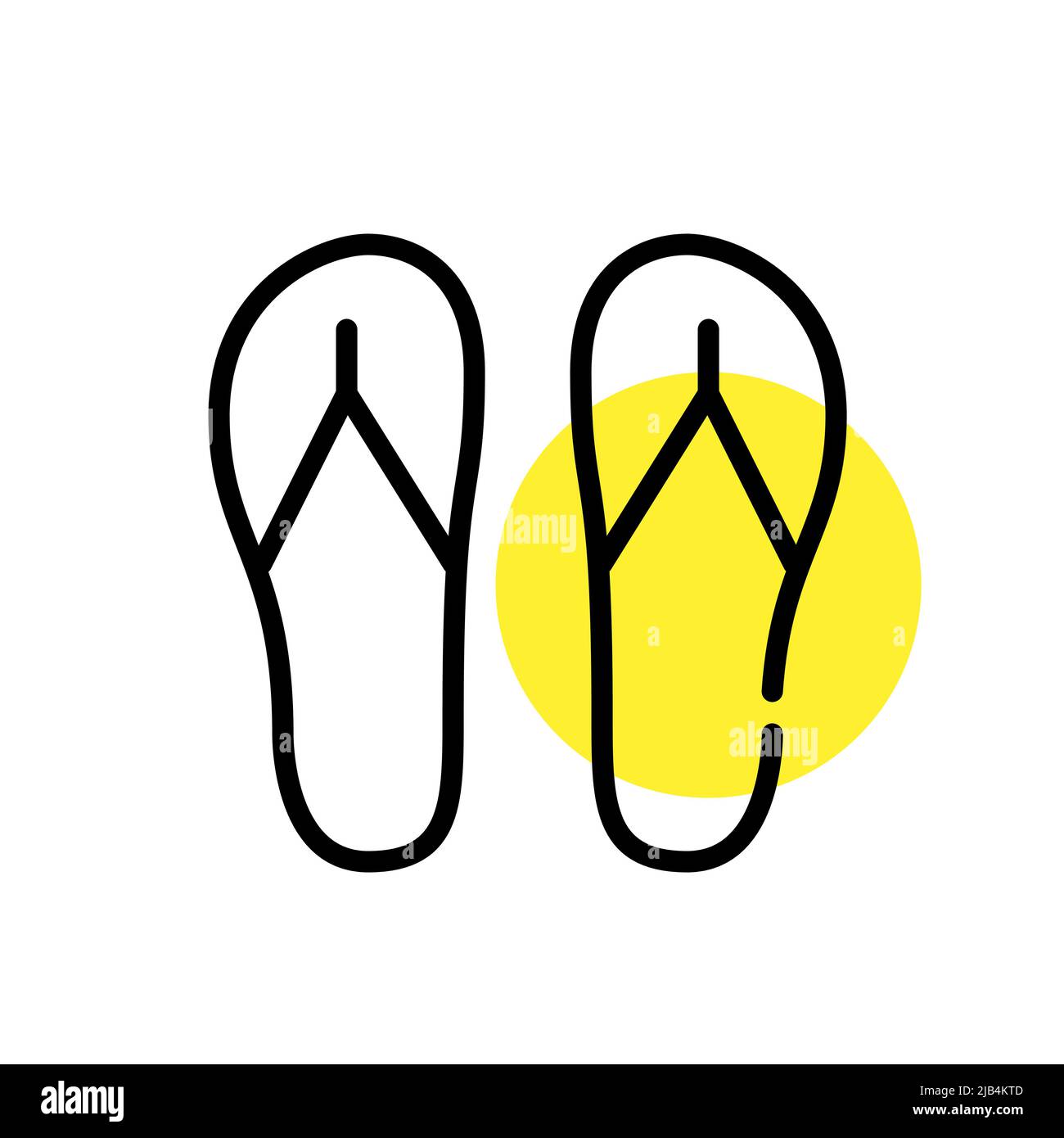 Beach flip-flops. Summer footwear. Pixel perfect, editable stroke line ...