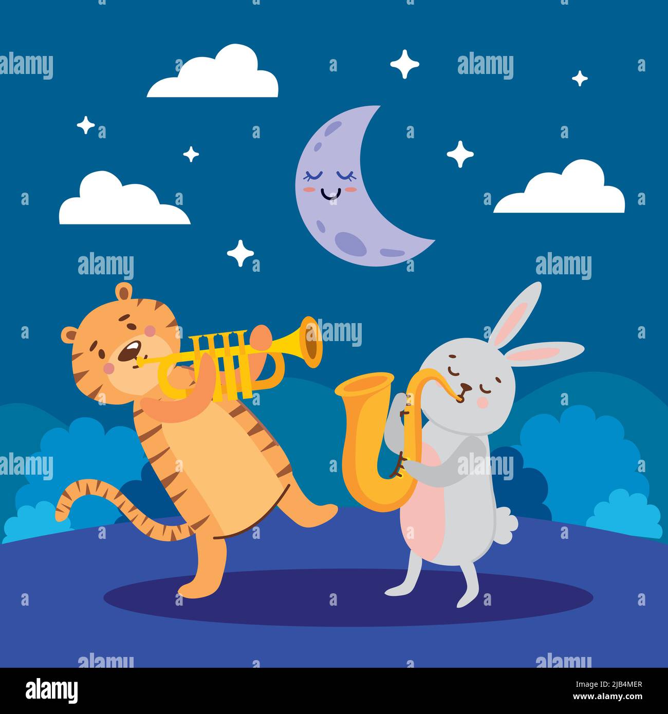 tiger and rabbit musicians Stock Vector Image & Art - Alamy