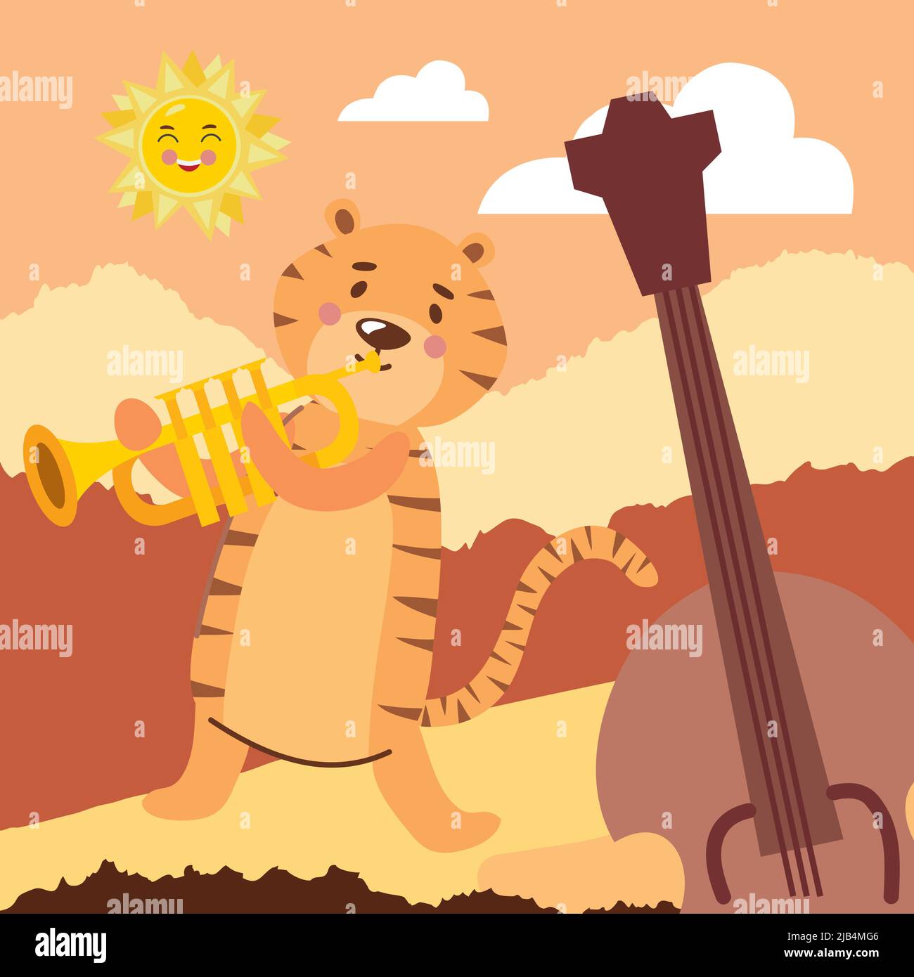 tiger playing trumpet and cello Stock Vector Image & Art - Alamy