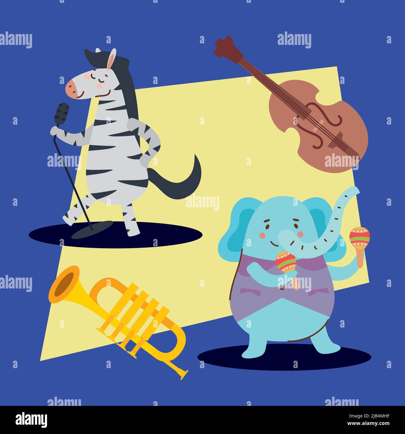 zebra and elephant musicians Stock Vector Image & Art - Alamy