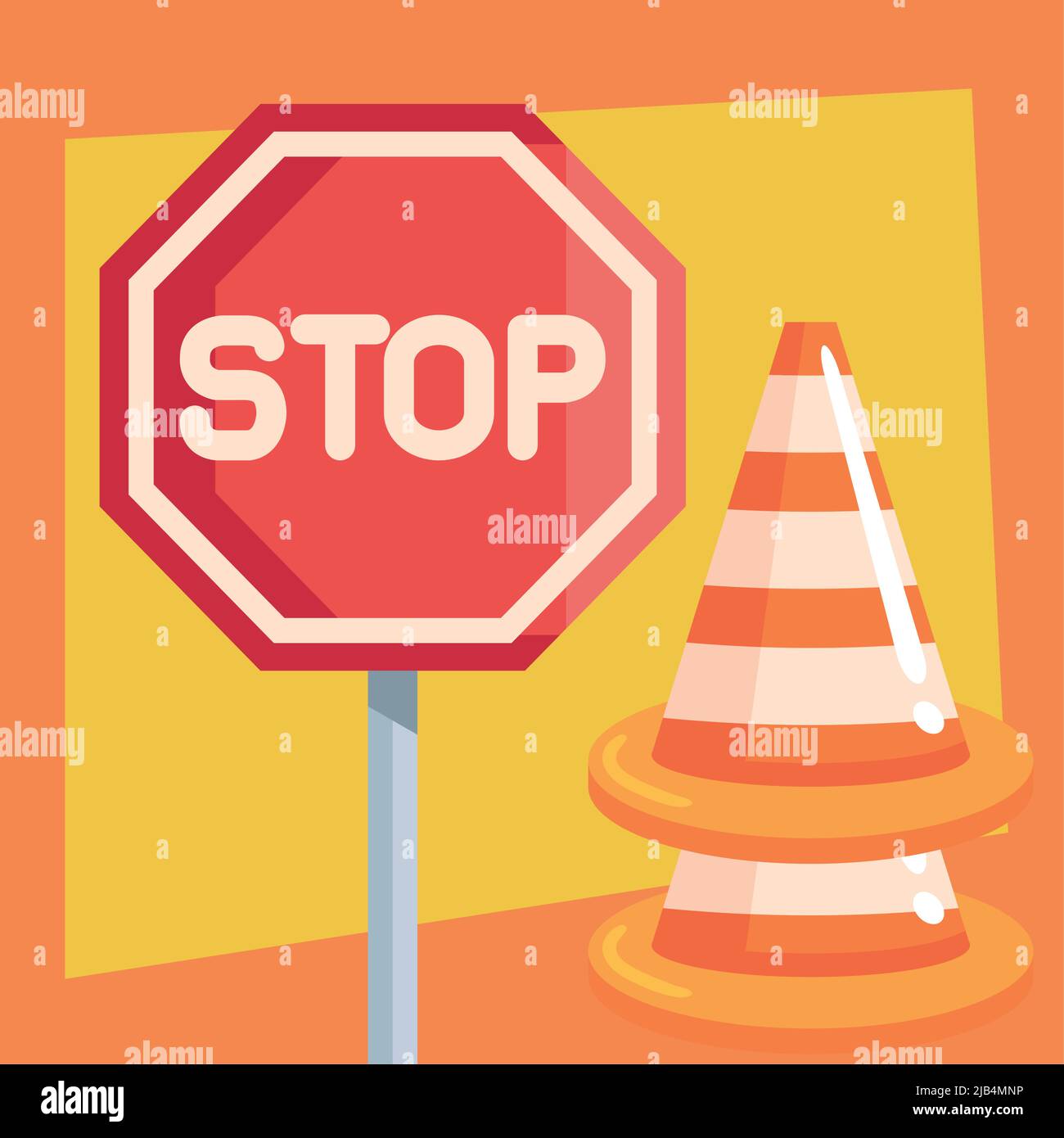 construction stop signal and cones Stock Vector Image & Art - Alamy