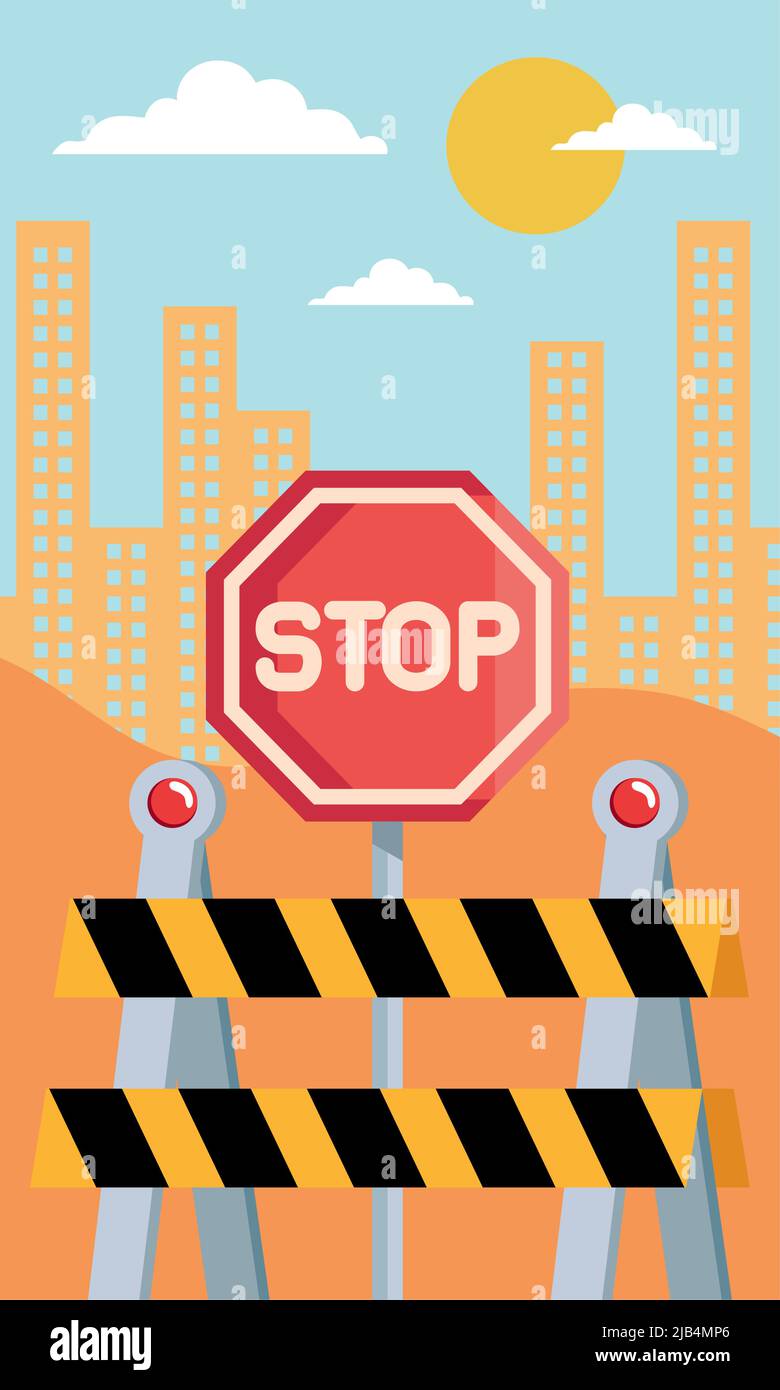 construction stop signal and barricade Stock Vector Image & Art - Alamy