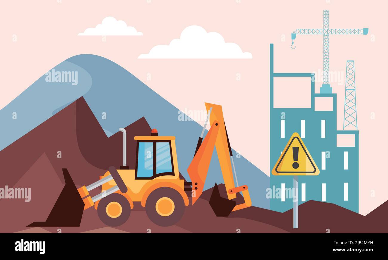 excavator and alert signal Stock Vector Image & Art - Alamy