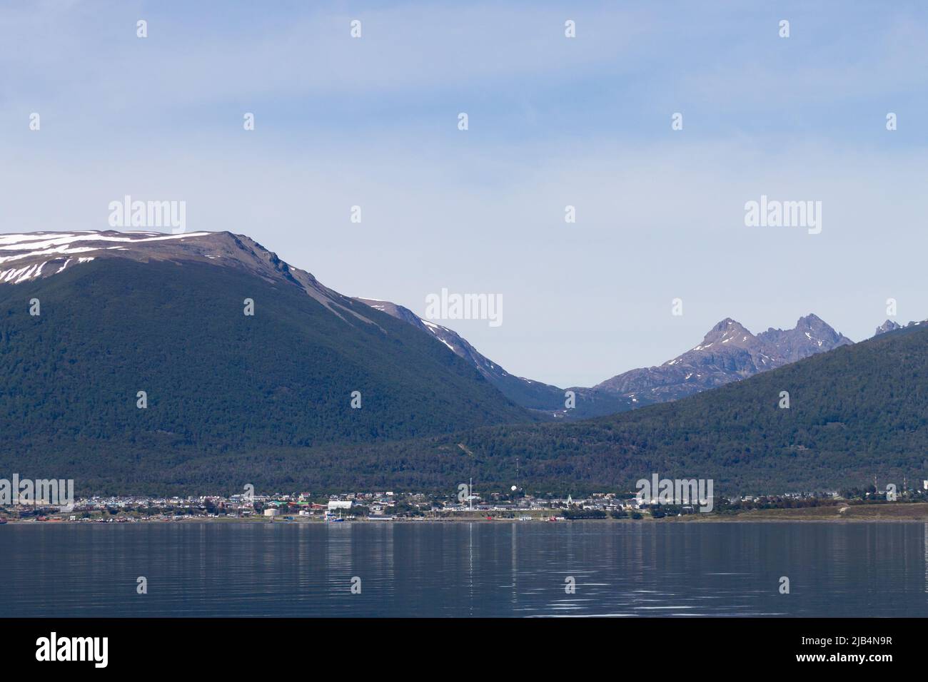 Southernmost city in the world. Puerto Williams cityscape from Beagle ...