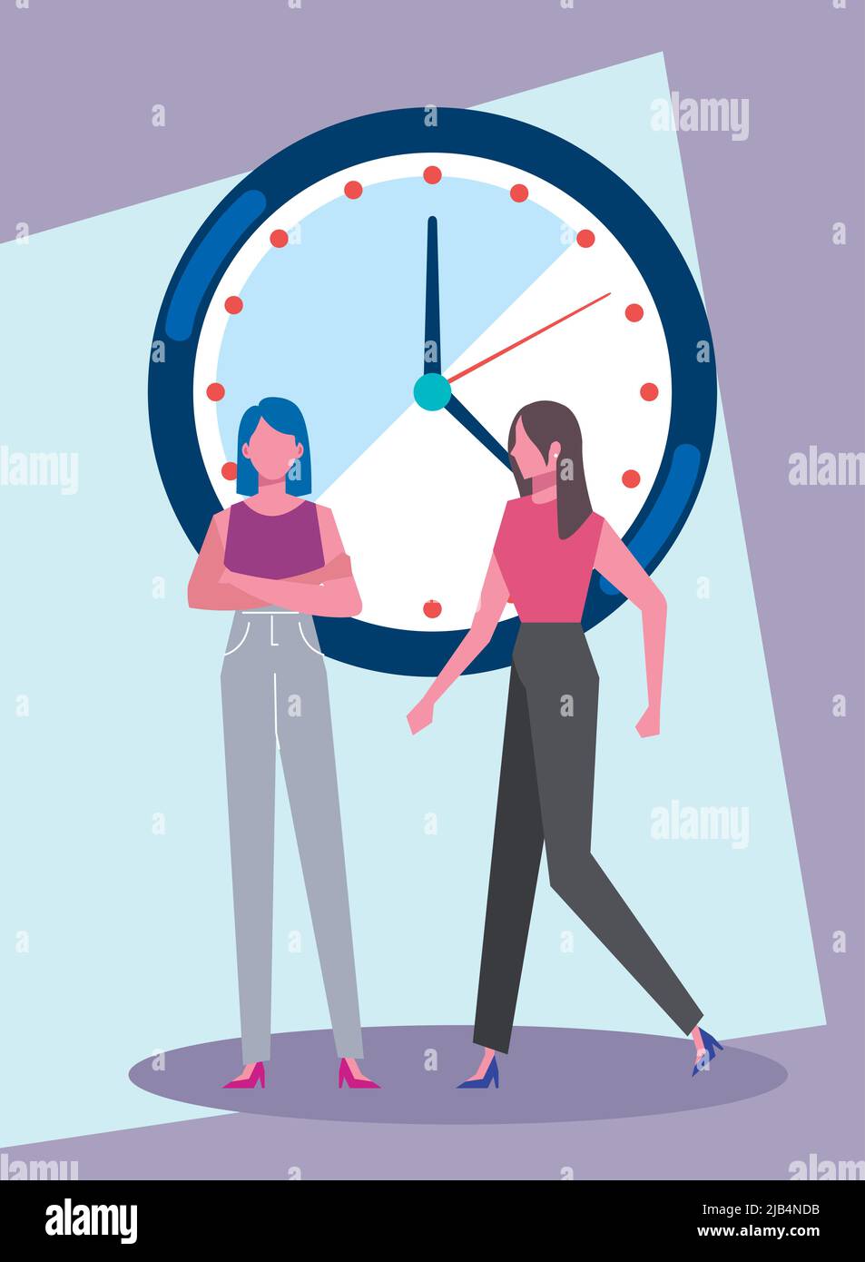 businesswomen with time clock Stock Vector Image & Art - Alamy