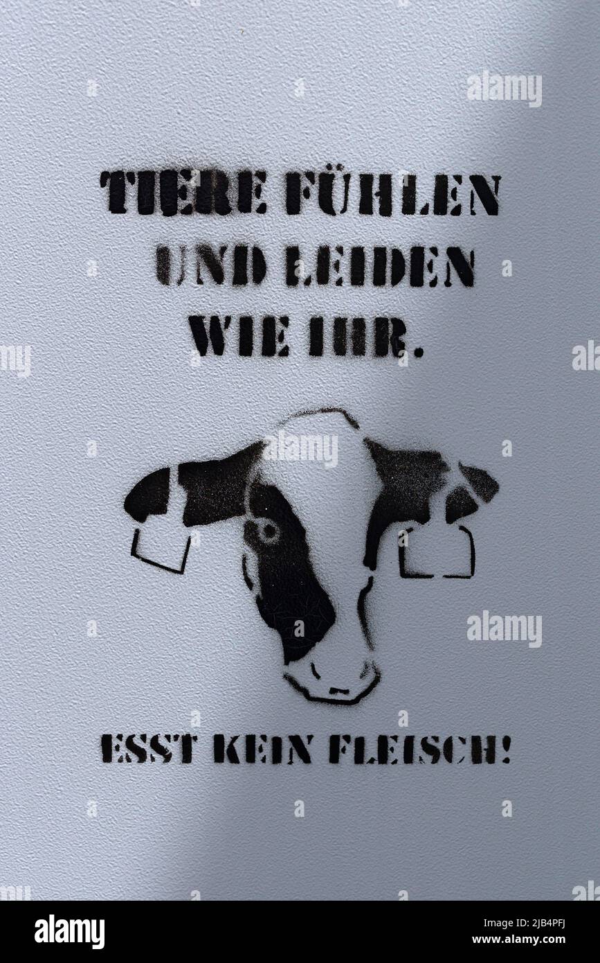 Graffiti against meat consumption, Bavaria, Germany Stock Photo - Alamy