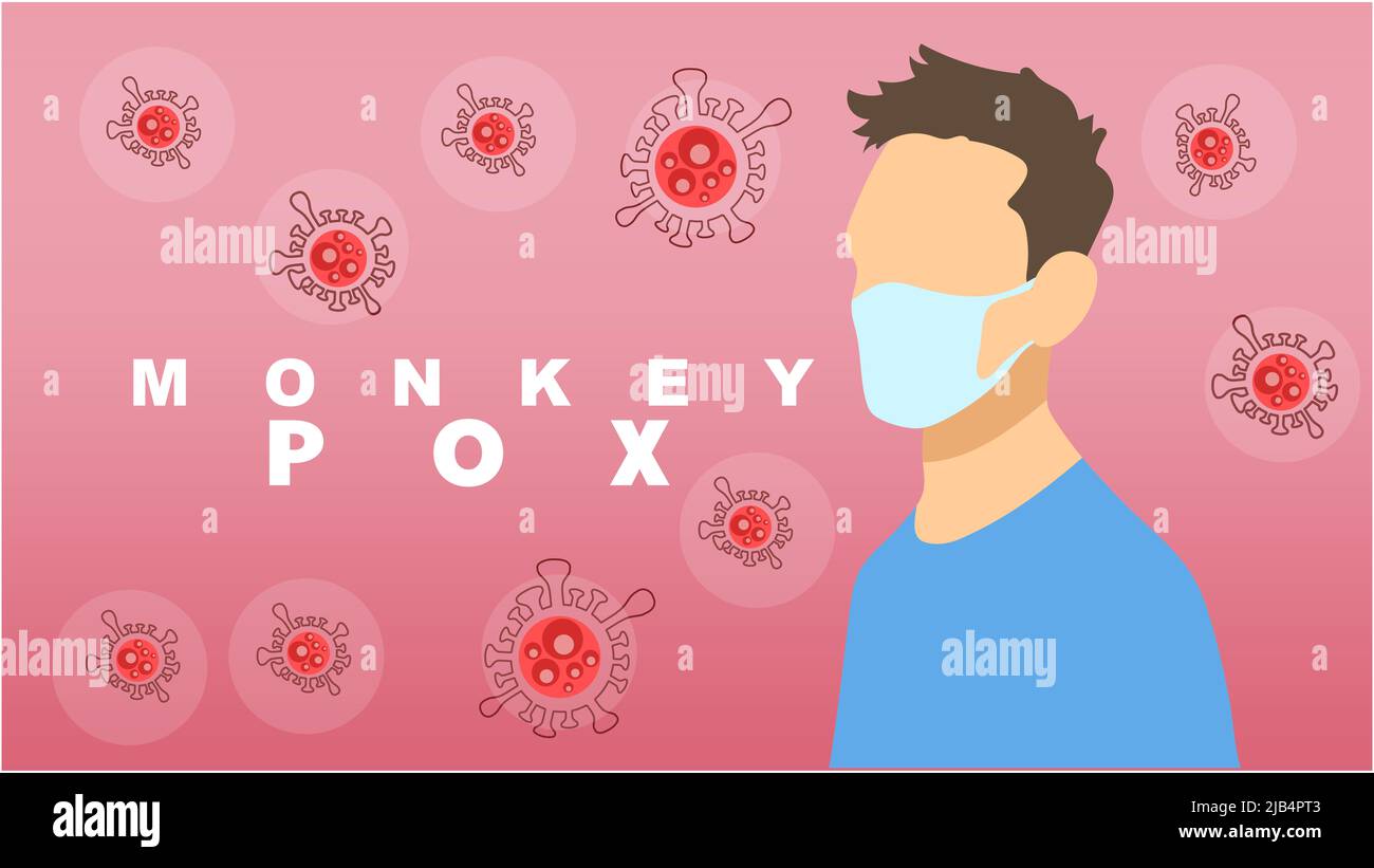 Illustration of monkeypox virus, Vector of a person wearing face mask ...
