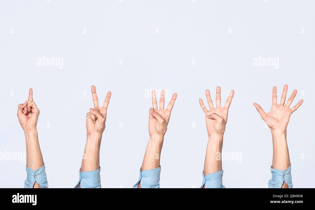 Hands counting countdown, arms counting the numbers, hand fingers ... Hands counting countdown, arms counting the numbers, hand fingers ...