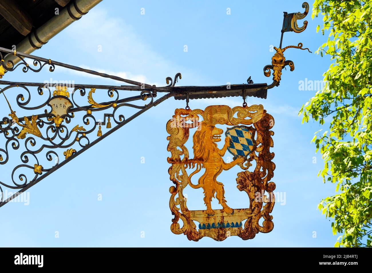 Nose shield with lion figure and Bavarian rhombus coat of arms from ...