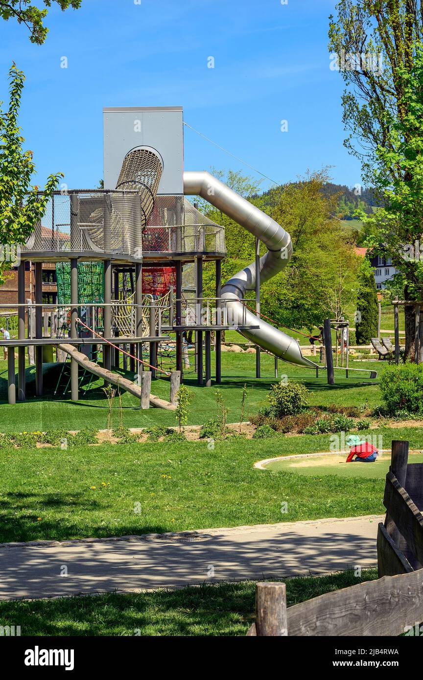 Children's playground, Oberstaufen, Allgaeu, Bavaria, Germany Stock Photo - Alamy