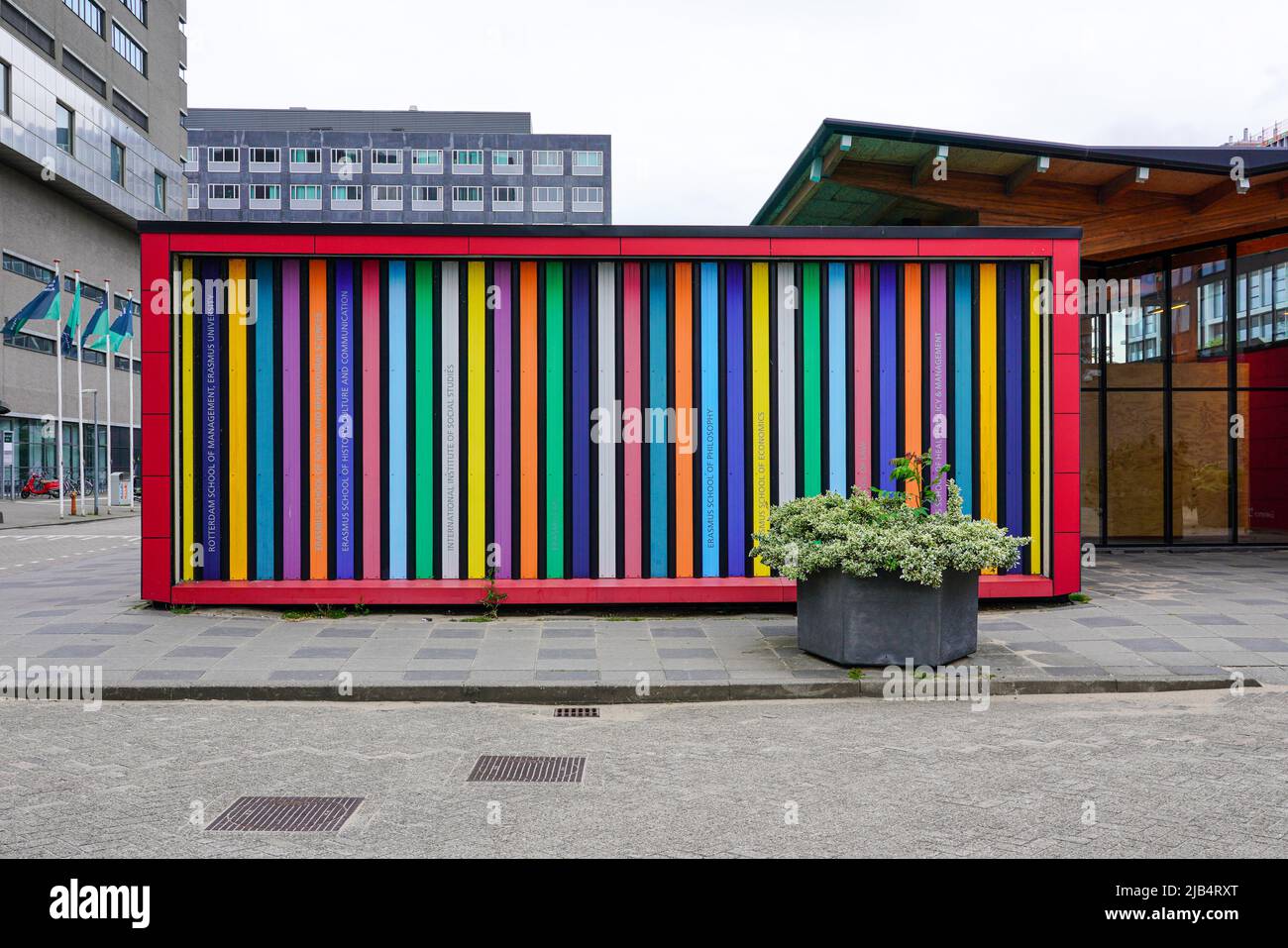 Colorful building on the campus of Rotterdam's Erasmus University ...