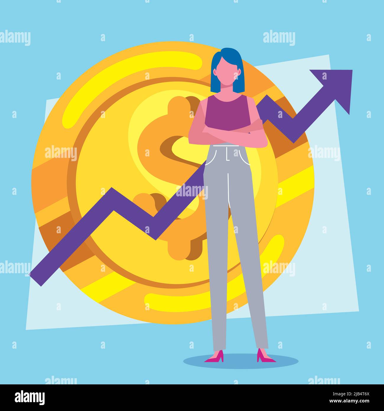 businesswoman with coin money Stock Vector Image & Art - Alamy