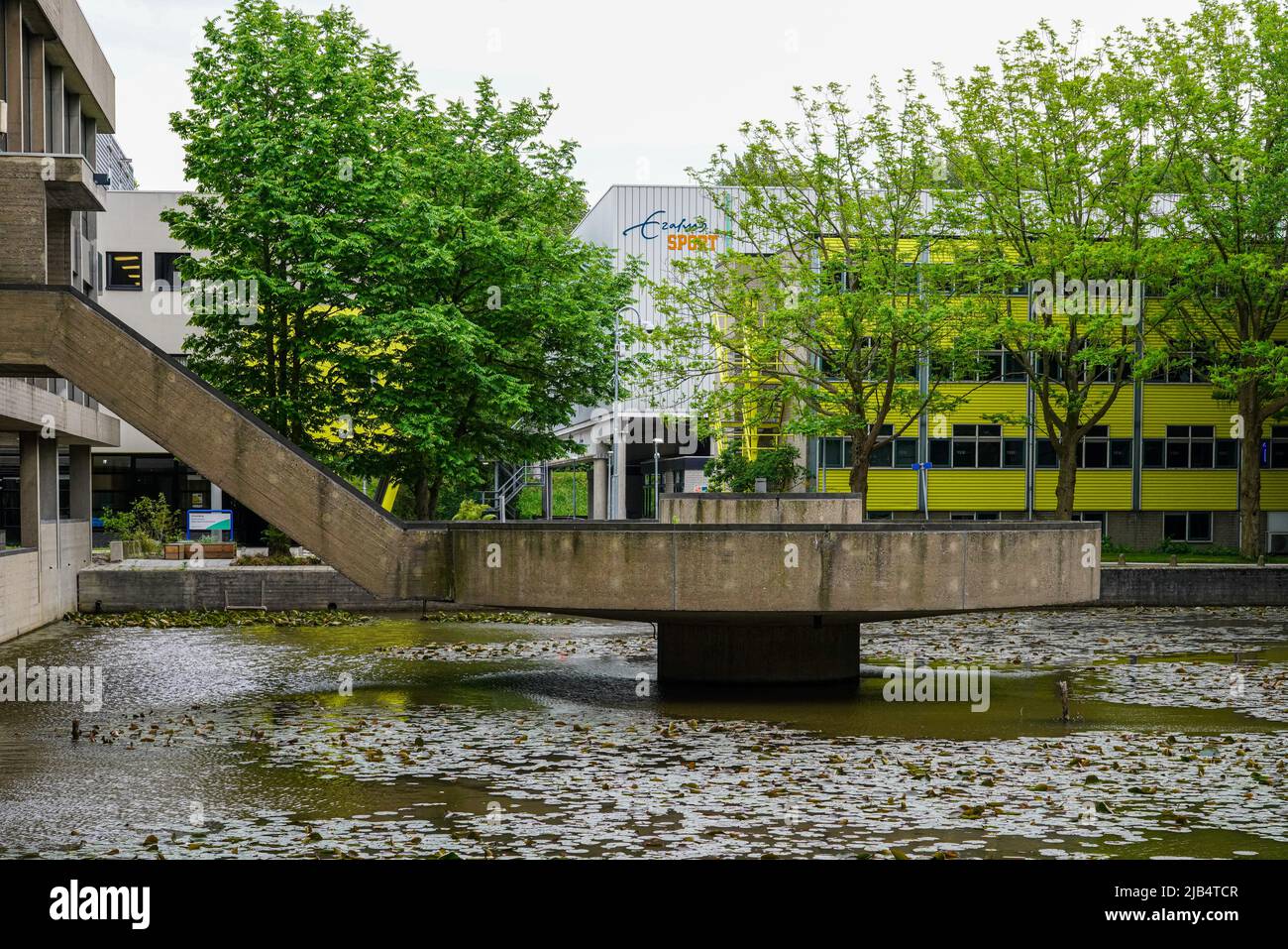 Library building with pond in front on the campus of Rotterdam's ...