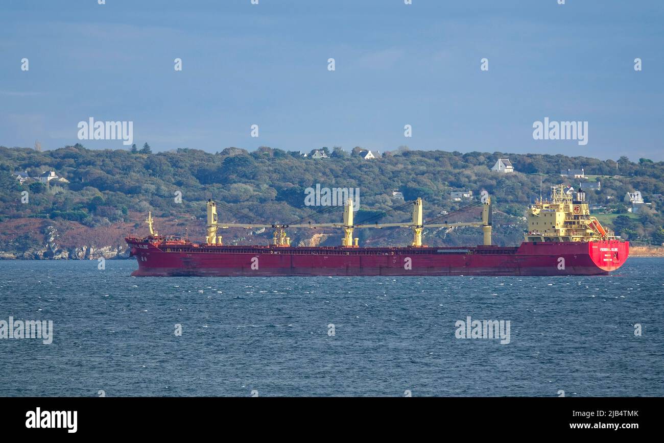 Bulk carrier Bulk carrier Federal Elbe in the Bay of Brest, Plougastel ...