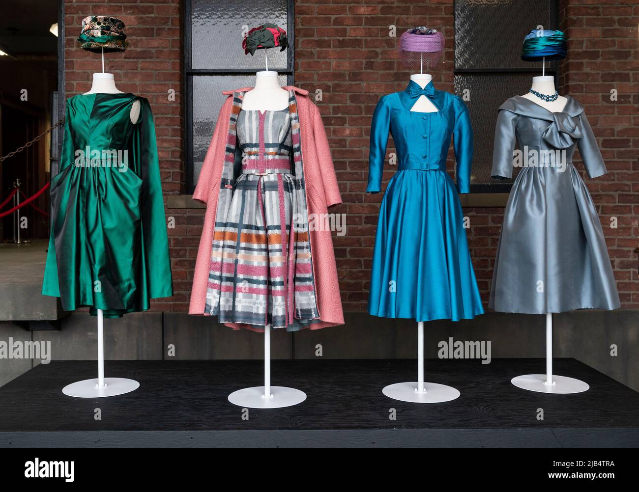 New York, NY - June 2, 2022: Dresses from the set seen in front of ...