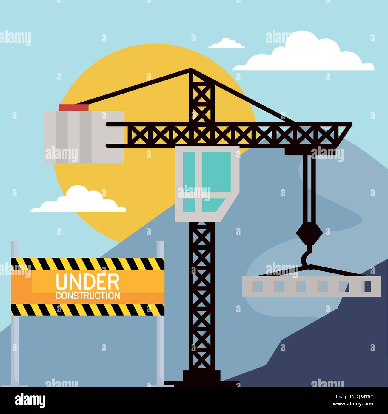 big crane with barricade Stock Vector Image & Art - Alamy