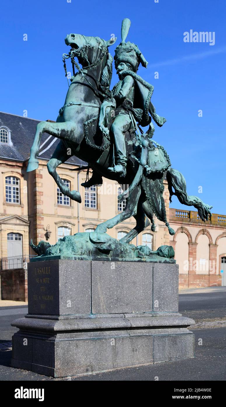 Court of honour with equestrian statue of Lasalle, Chateau Luneville ...