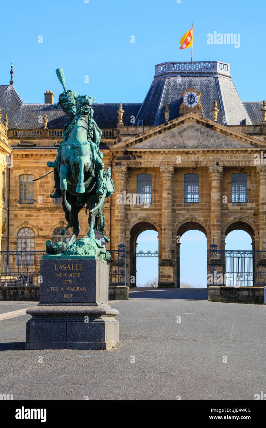 Court of honour with equestrian statue of Lasalle, Chateau Luneville ...