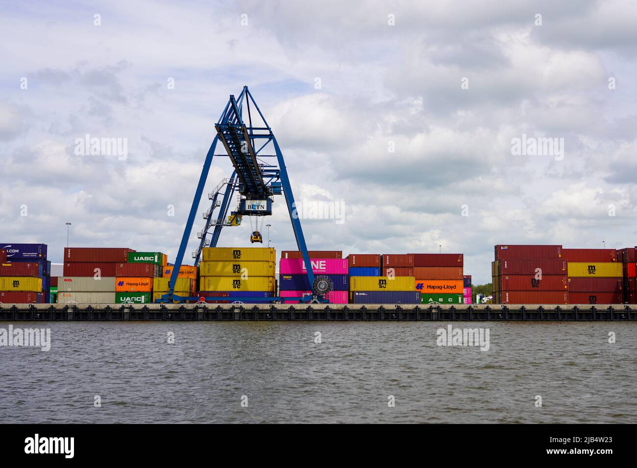 Dutch container port in the Rhine Maas Delta between Rotterdam and ...
