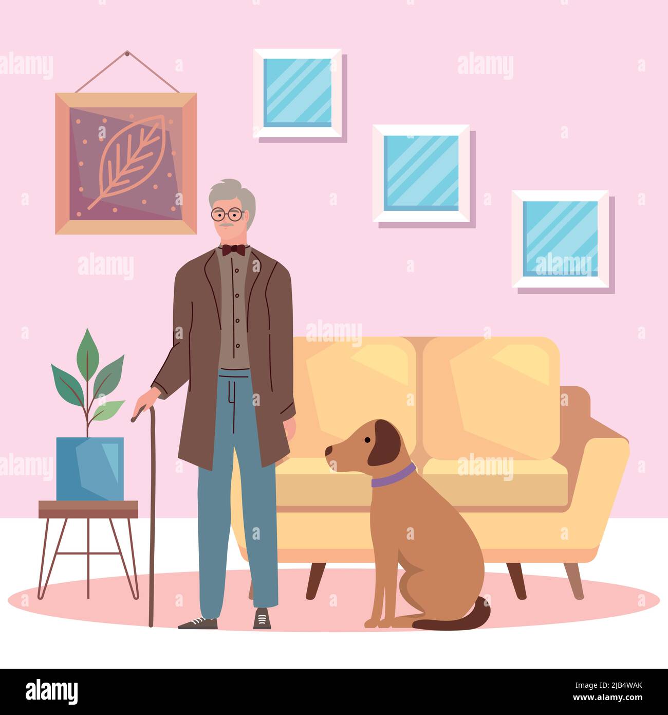 old man modeling with dog Stock Vector Image & Art - Alamy