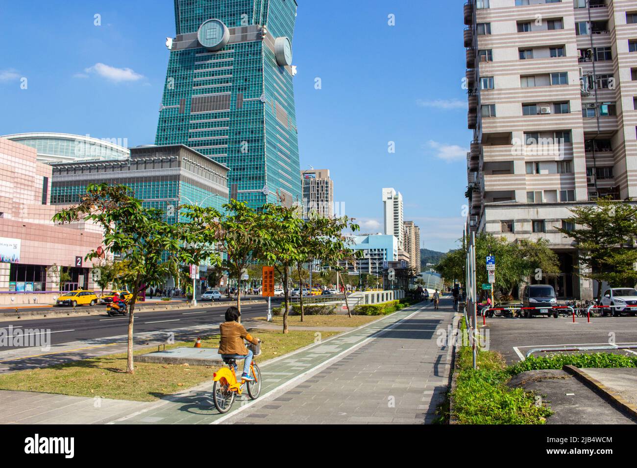 Taipei, Taiwan - Dec 17 2019 : The Section 5, Xinyi Road in front of ...
