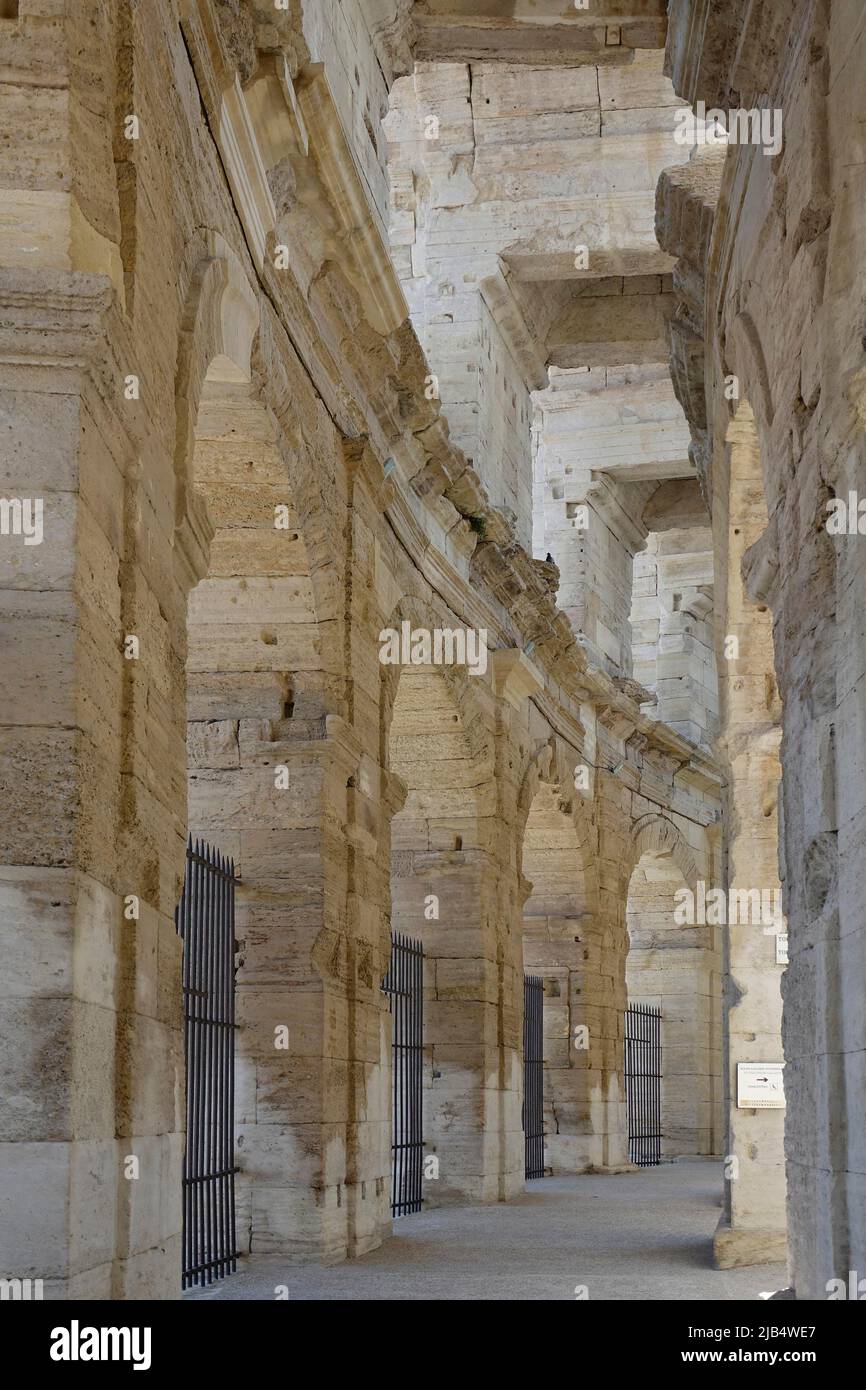 Roman Arena Amphitheatre, Arles, Bouches-du-Rhone Department, Provence ...