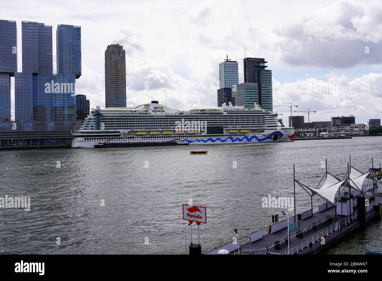 The cruise ship AIDA prima of the corporate brand AIDA Cruises is ...