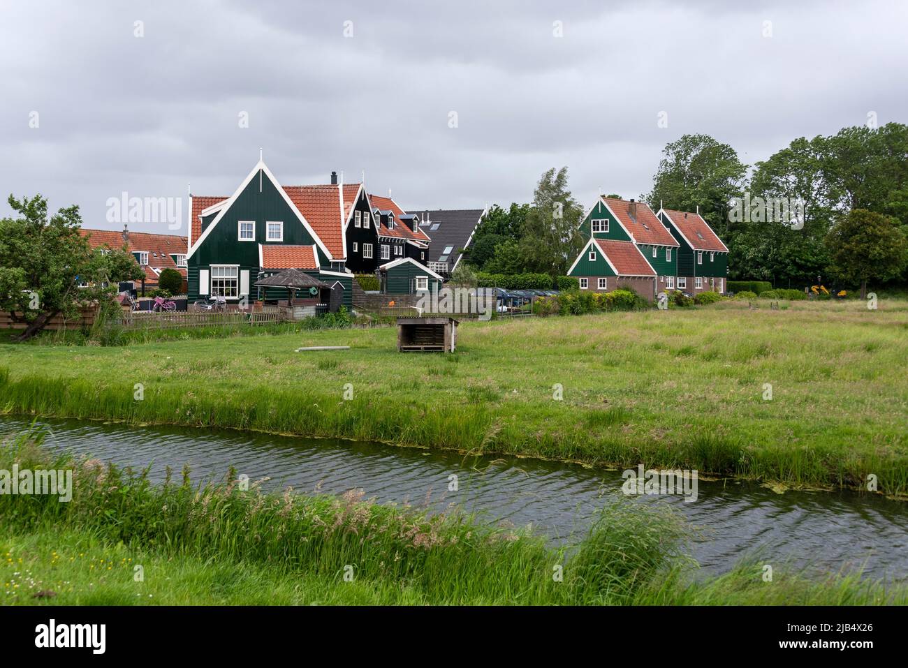 Characteristic green houses, Marken peninsula, Noord-Holland ...