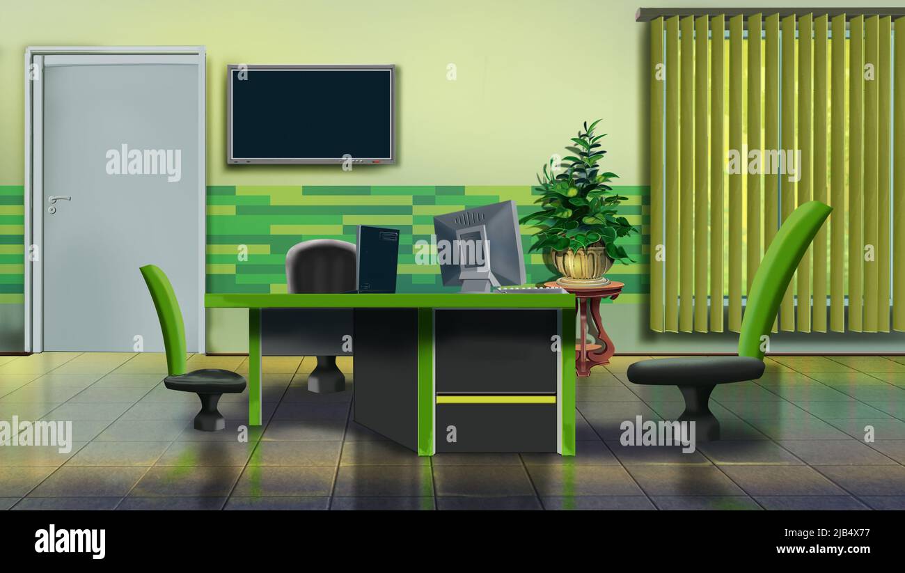 Bank office interior. Digital Painting Background, Illustration Stock Photo - Alamy