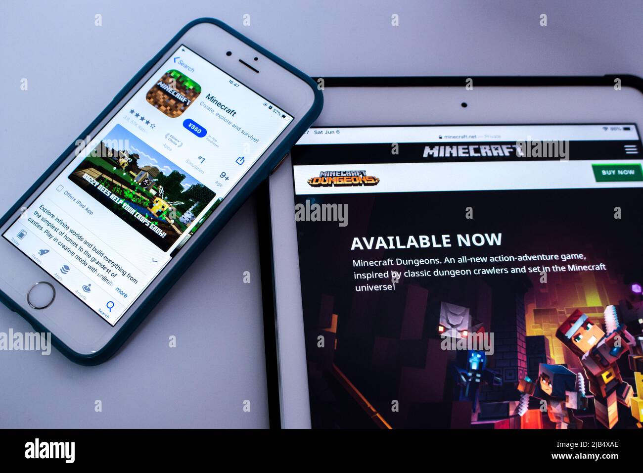 Minecraft in App Store on iPhone & Minecraft Dungeons website on iPad ...