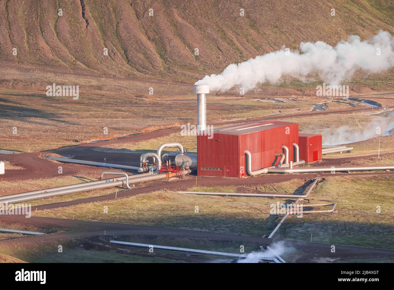View of thermoelectric geothermal power and heating plant close to ...