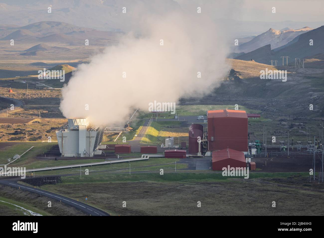 View of thermoelectric geothermal power and heating plant close to ...